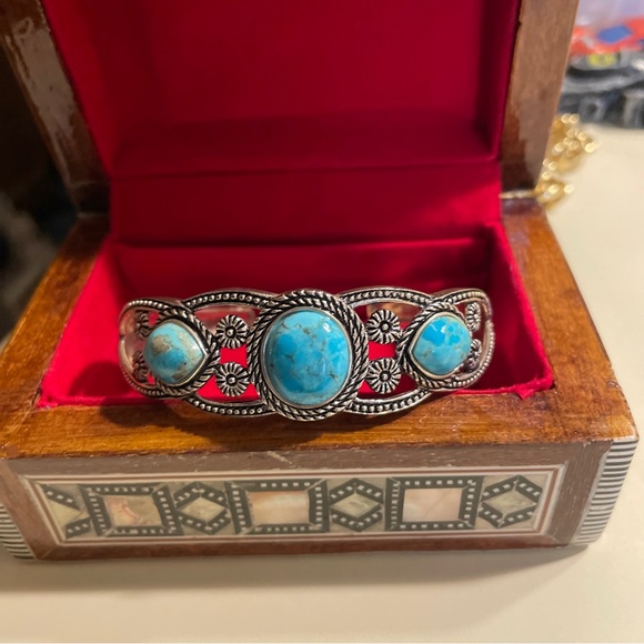 Jewelry | Stauer Triple Turquoise Cuff Silver Bracelet | Poshmark